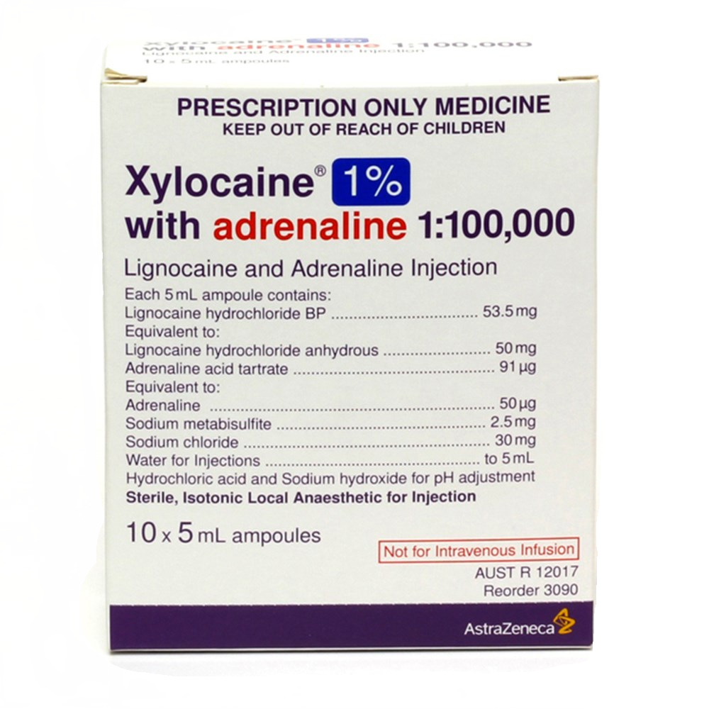 1% Xylocaine/with Adrenaline 1:100,000 - 5ml Box of 10 – Medical ...